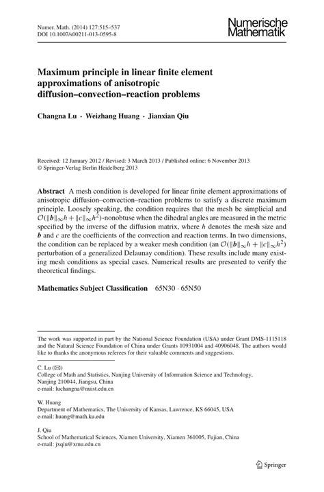 pdf maximum principle in linear finite element approximations of anisotropic diffusion