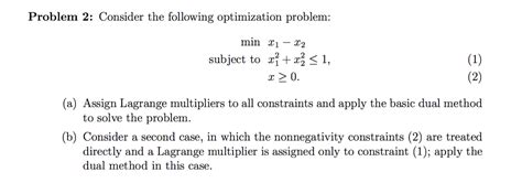 Solved Consider The Following Optimization Problem Min X1