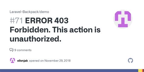 Error 403 Forbidden This Action Is Unauthorized · Issue 71 · Laravel