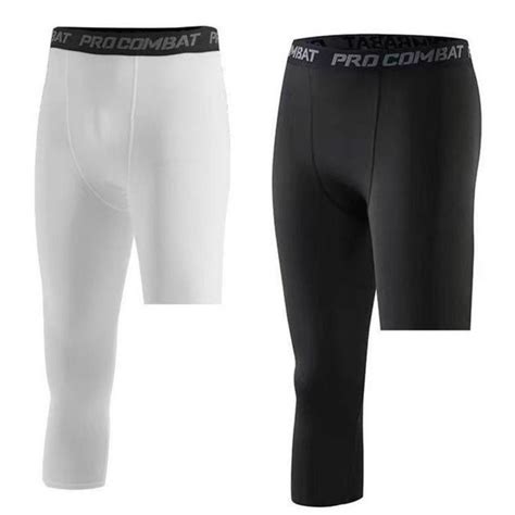 Mens One Leg Compression Capri Tights Base Pants Layer Athletic