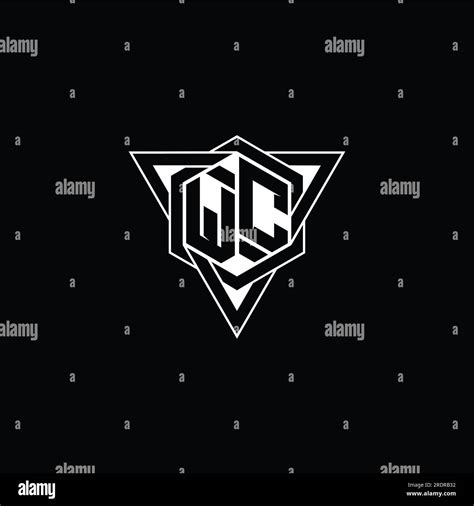 Wc Letter Logo Monogram Hexagon Shape With Triangle Geometric Outline Sharp Modern Style Design