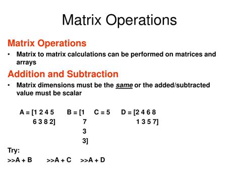 Ppt Matlab Training Session 2 Matrix Operations And Relational