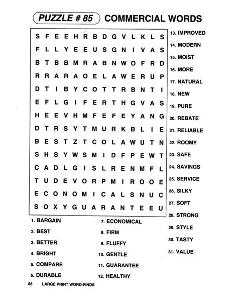 Full Page Free Printable Extra Large Print Word Search Over 100 Of The Best Word Search Puzzles