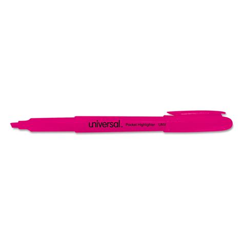 Universal Pocket Clip Highlighter Chisel Tip Fluorescent Pink Ink Dozen UNV08855 Walmart Com