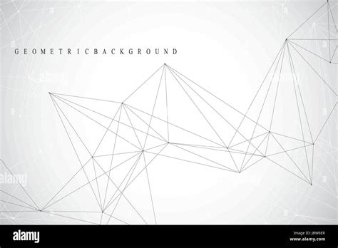 Geometric Abstract Background With Connected Line And Dots Network And Connection Background