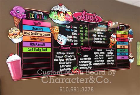 Characterandco Menu Boards Hand Crafted Designs Ice Cream Shop Menu