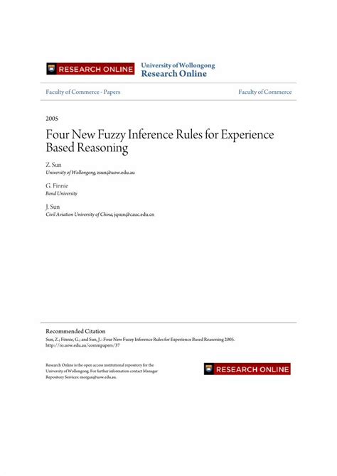 Pdf 2005 Four New Fuzzy Inference Rules For Experience Based Reasoning Dokumen Tips