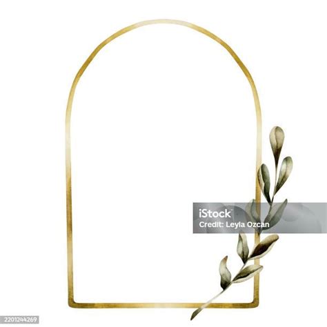 데이터 야자수 잎이 있는 이슬람 황금 프레임 수채화 손으로 그린 고립 된 그림 라마단 이드 알 피트르 아다 마울리드 0명에 대한 스톡 벡터 아트 및 기타 이미지 Istock