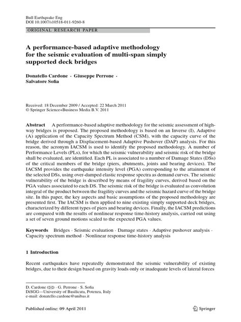 A Performance Based Adaptive Methodology For The Seismic Evaluation Of Multi Span Simply