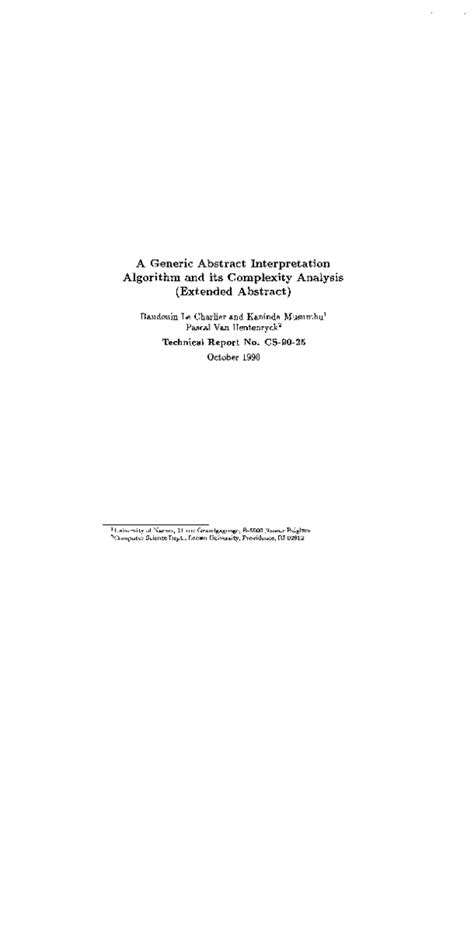 Pdf A Generic Abstract Interpretation Algorithm And Its Complexity