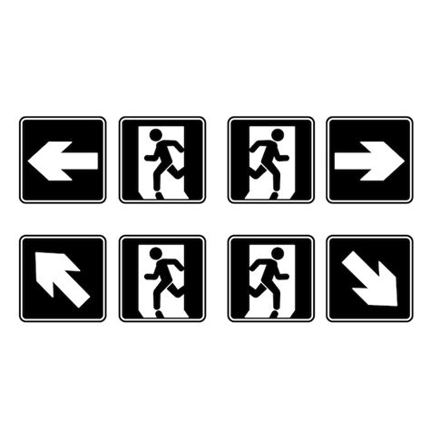 Premium Vector Black Emergency Exit Signs