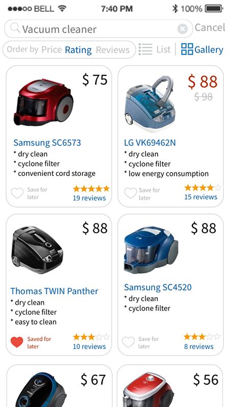 List View And Grid View For ECommerce App Behance
