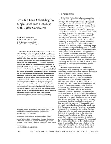 pdf divisible load scheduling on single level tree networks with