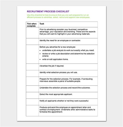 Process Checklist Template 20 Editable Checklists Excel Word Pdf