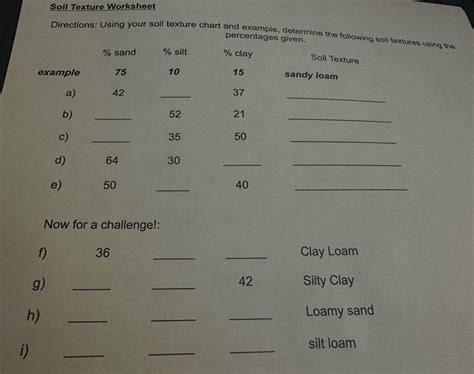 Solved Soil Texture Worksheet Directions Using Your Soil Texture