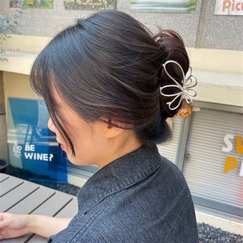 무광메탈 나비 웨이브 헤어 집게핀 0023h