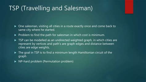 Travelling And Salesman Problem Using Ant Colony Optimization Pptx