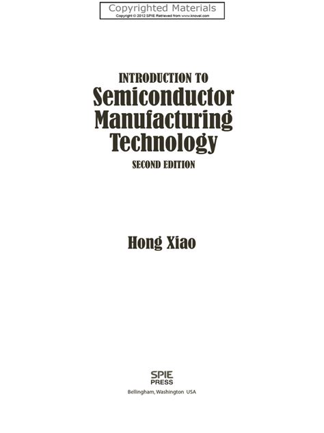 xiao hong in1 100 troduction to semiconductor manufacturing technology 2nd edition 2012