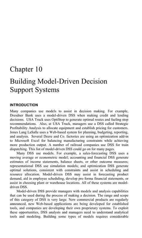 Chapter 10 Building Model Driven Decision Support Systems Docslib