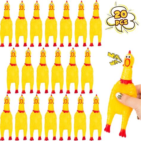 Poplay 20pcs Squeaky Rubber Chickens Screaming Chickens