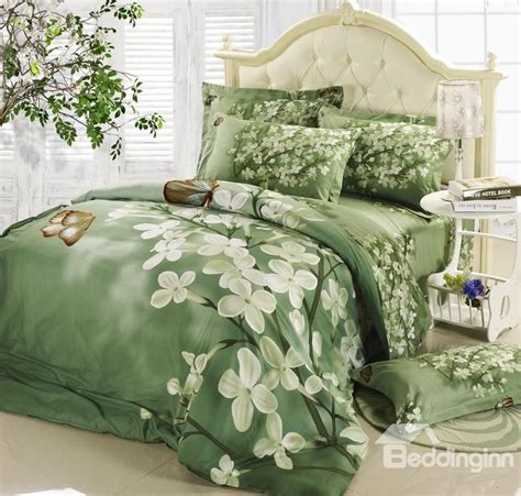 Green Floral Bedding Set Premium Quality And High Comfort Queen