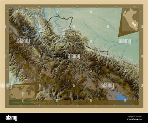 Cusco Region Of Peru Colored Elevation Map With Lakes And Rivers