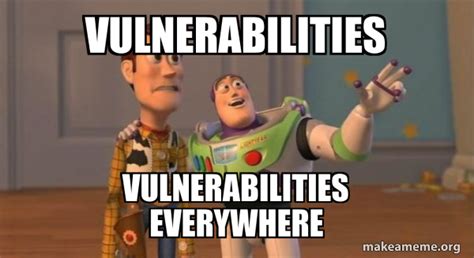Vulnerabilities Vulnerabilities Everywhere Buzz And Woody Toy Story Meme Meme Generator