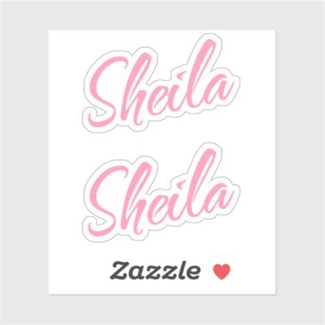 Sheila Name Pink Cursive Script Lettering X2 Sticker Zazzle