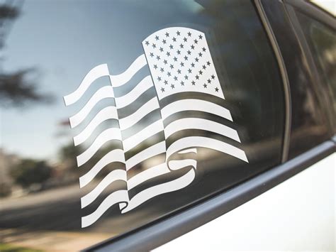 Waving American Flag Decals Set Available In Many Sizes And Colors