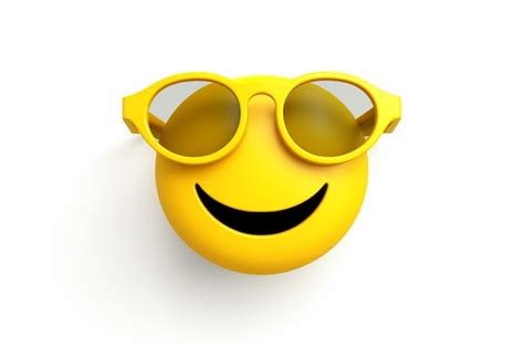 Premium Ai Image Yellow Smiley Face With Sunglasses On White Background With Shadow Generative Ai