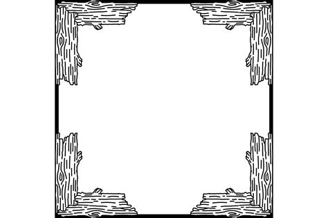 Tree Trunk Line Art Square Border Graphic By Arsa Adjie Creative Fabrica