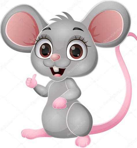 Ilustración Vectorial De Dibujos Animados Lindo Ratón Dando Pulgar