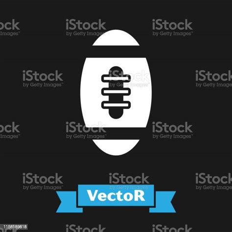 검은 배경에 고립 된 화이트 아메리칸 풋볼 볼 아이콘입니다 럭비 볼 아이콘입니다 팀 스포츠 게임 기호입니다 벡터 일러스트레이션 대학교에 대한 스톡 벡터 아트 및 기타 이미지