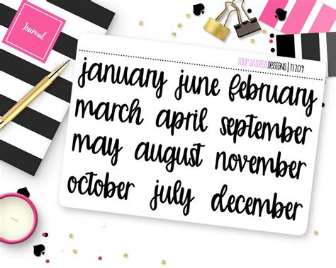 Extra Large Months Script Planner Stickers For Erin Condren Life