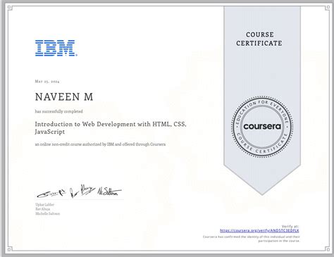 Completed Introduction To Web Development Course On Coursera M