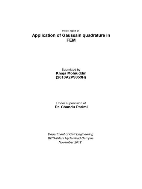 Gaussian Quadrature In Fem Pdf Matrix Mathematics Finite