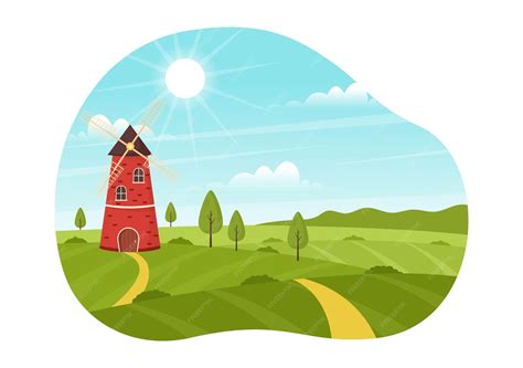 Premium Vector Bread Mill Illustration With Wheat Sacks Various