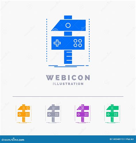 Build Craft Develop Developer Game 5 Color Glyph Web Icon Template Isolated On White Vector