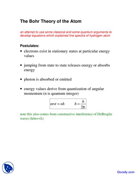 Bohrs Atomic Model Postulates