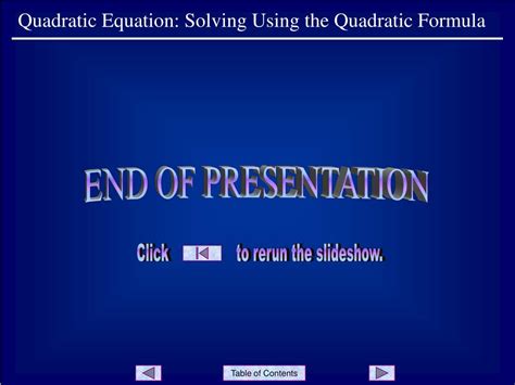 Ppt Quadratic Equation Solving Using The Quadratic Formula Powerpoint Presentation Id 828156