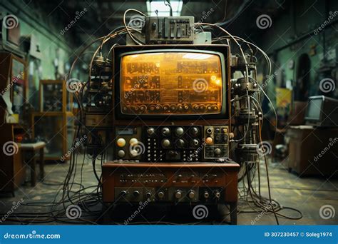 Retro Analog Device With Screen For Industry And Scientific Research And Measurements In The