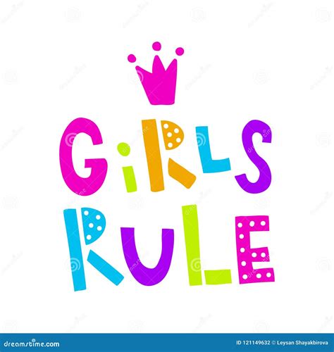Girls Rule The World Future Is Female Etc Handwritten Phrases Set