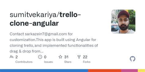 GitHub Sumitvekariya Trello Clone Angular Contact Sarkazein7 Gmail