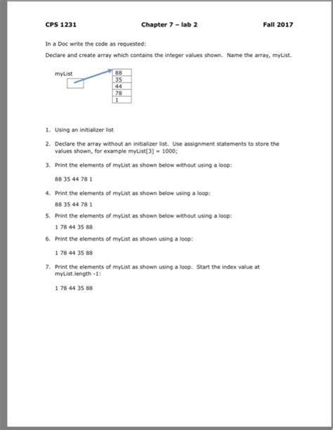 Solved Cps 1231 Chapter 7 Lab 2 Fall 2017 In A Doc Write The