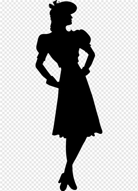 여성 소녀 실루엣 레트로 빈티지 패션 라인 아트 1940년대 1950년대 Png Pngwing
