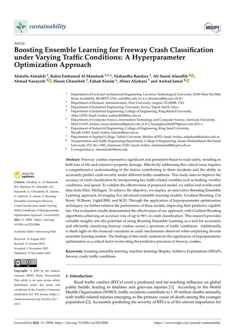 Pdf Boosting Ensemble Learning For Freeway Crash Classification Under Varying Traffic