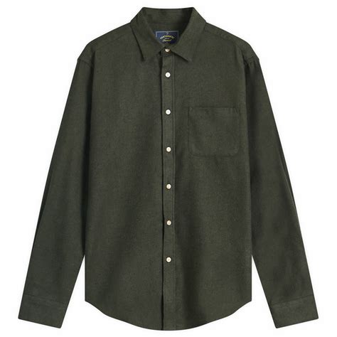 Portuguese Flannel Mens Teca Flannel Shirt In Forest Green Portuguese