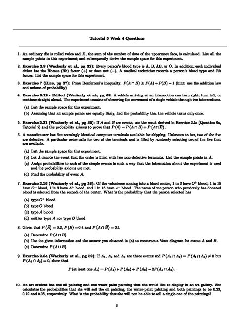 Tutorial 3 Week 4 Probability Questions And Exercises Studocu