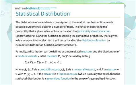 Statistical Distribution From Wolfram Mathworld