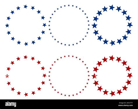 Flat Stars In Circled Shapes In Red And Blue Color Vector Illustration Stock Vector Image And Art